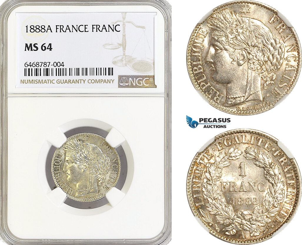 France 1 Franc 1888 NGC MS64 | MA-Shops