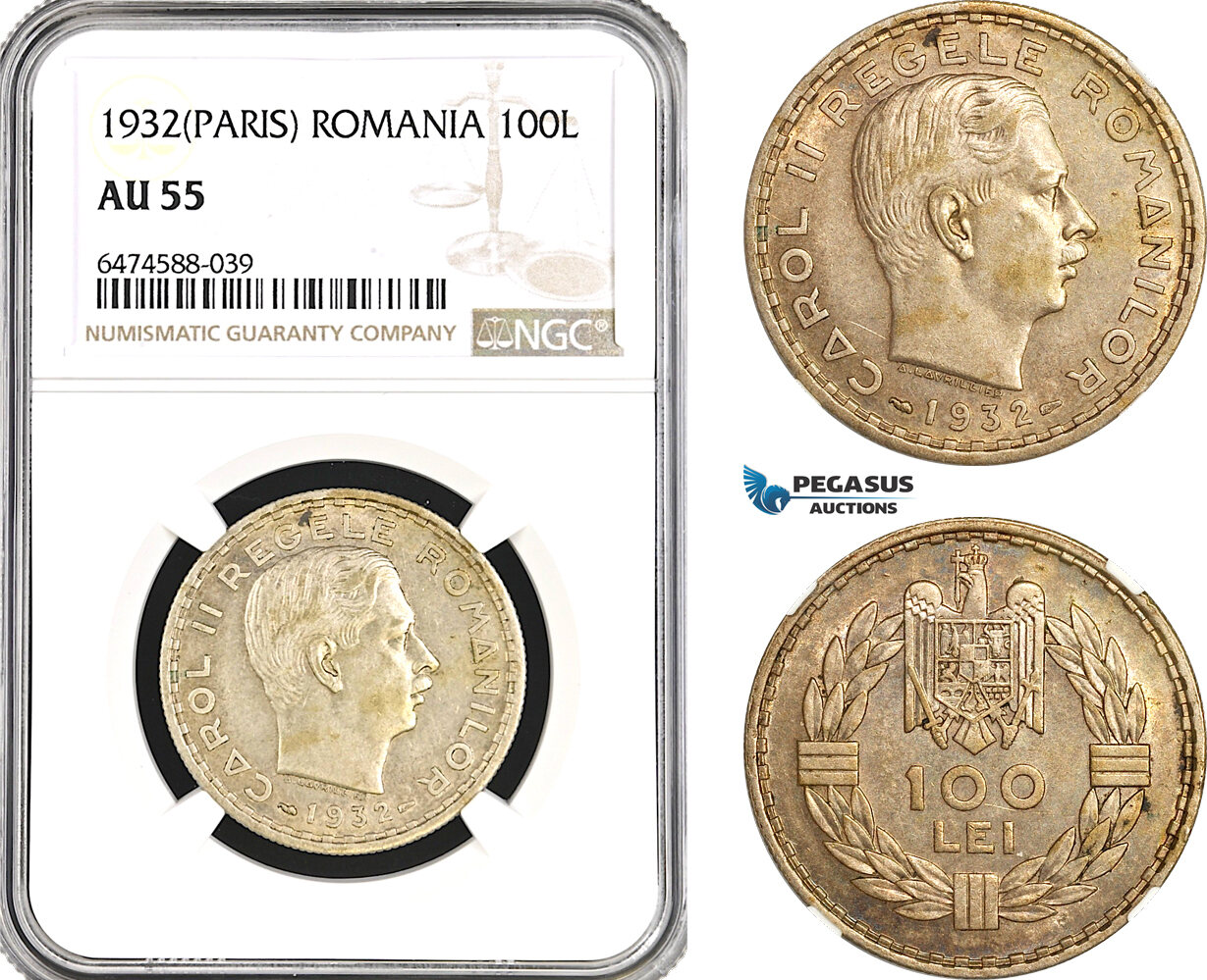 Romania 100 Lei, Paris Mint 1932 NGC AU55 | MA-Shops
