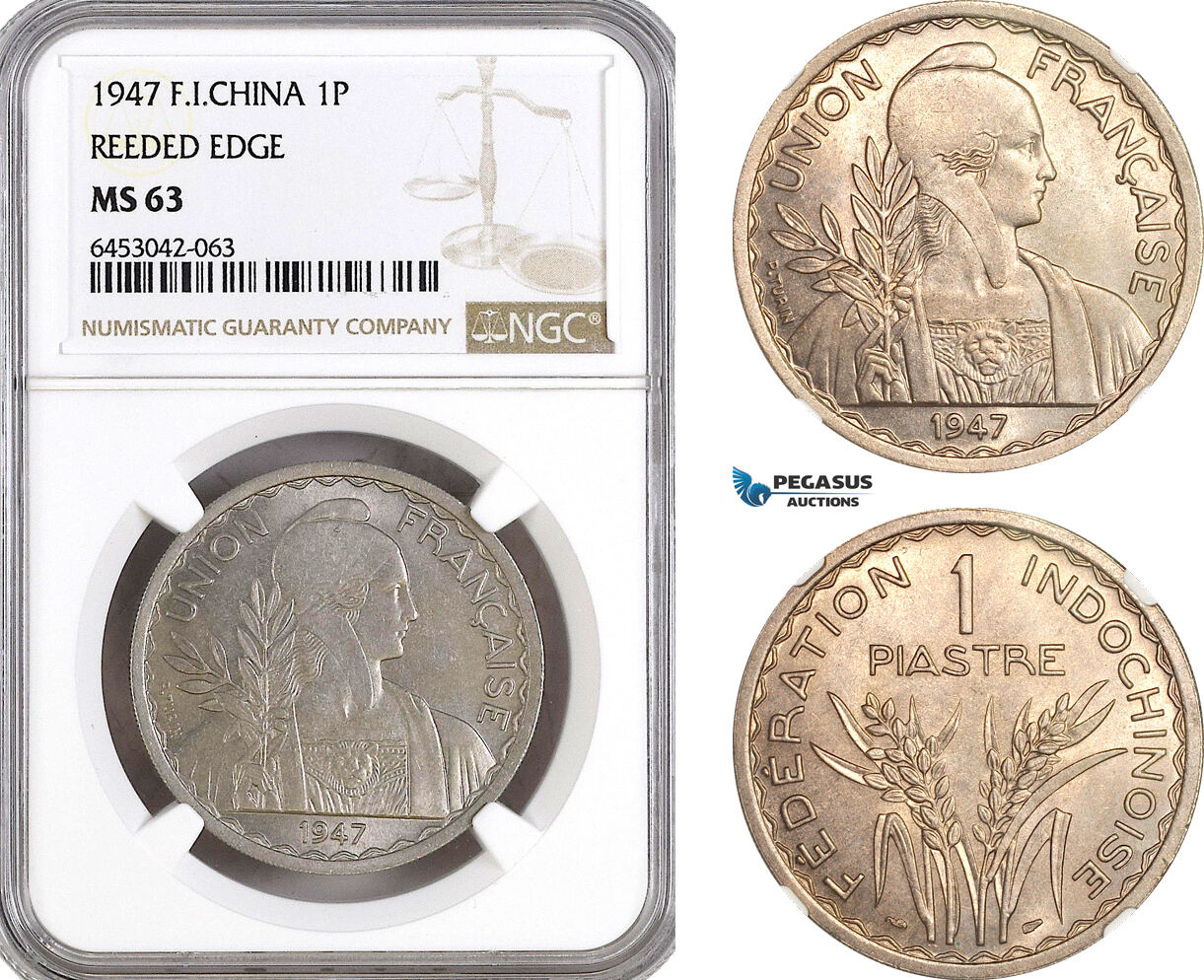 Frence Indo-China 1 Piastre 1947 NGC MS63 | MA-Shops