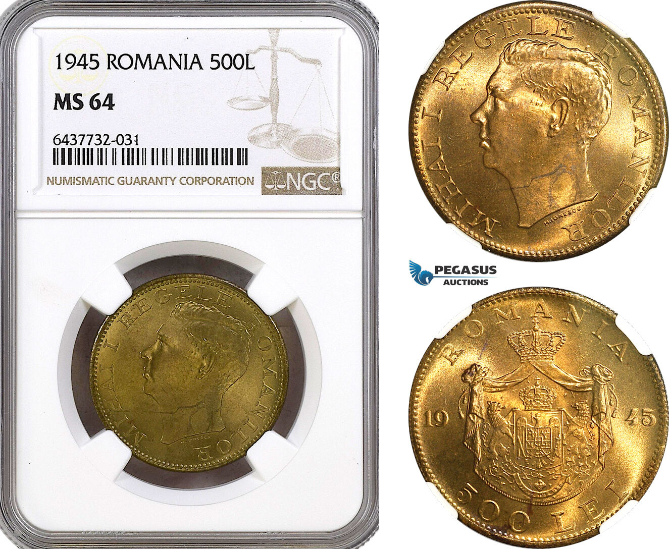 Romania 500 Lei 1945 NGC MS64 | MA-Shops