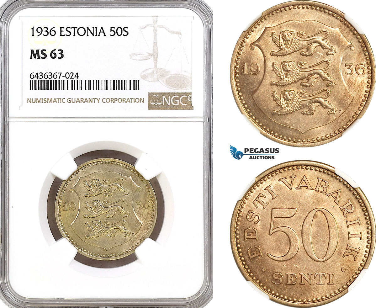 Estonia 50 Senti 1936 NGC MS63 | MA-Shops