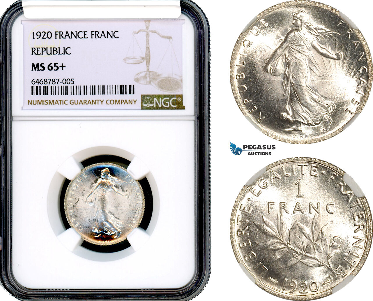 France 1 Franc 1920 NGC MS65+ | MA-Shops