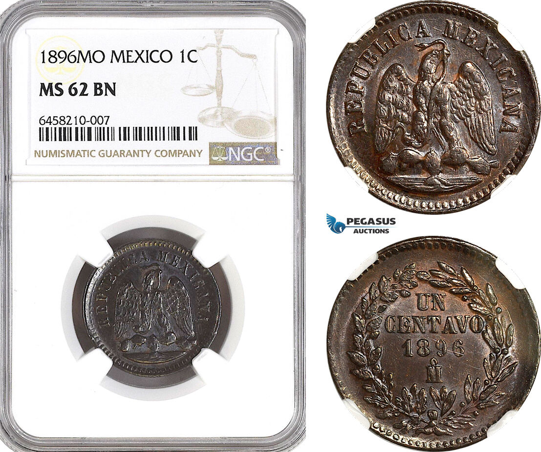 Mexico 1 Centavo 1896 NGC MS62BN | MA-Shops