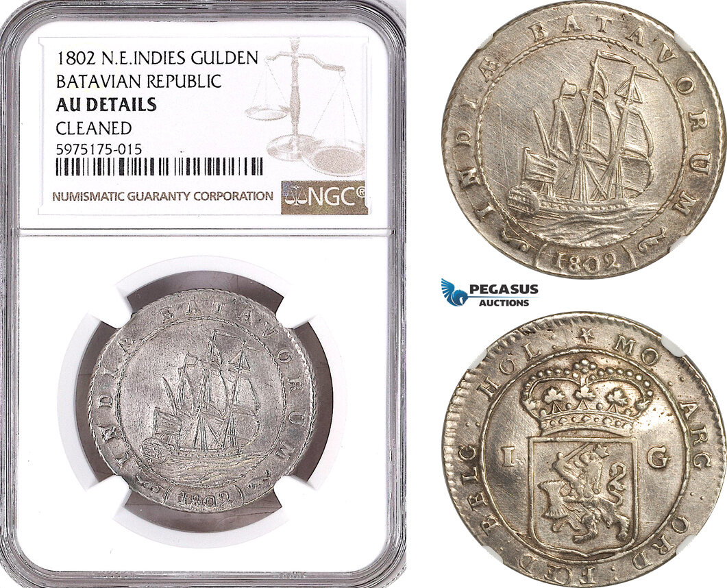 Netherlands East Indies 1 Gulden 1802 NGC AU Details | MA-Shops