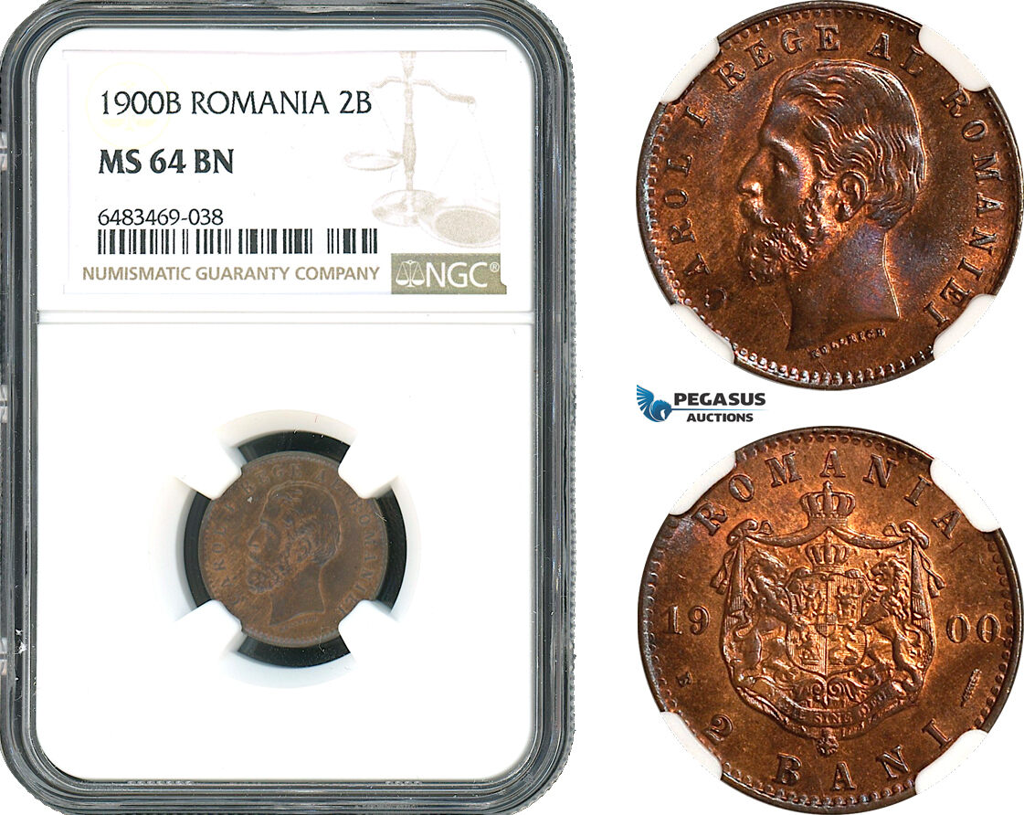 Romania 2 Bani 1900 NGC MS64BN | MA-Shops