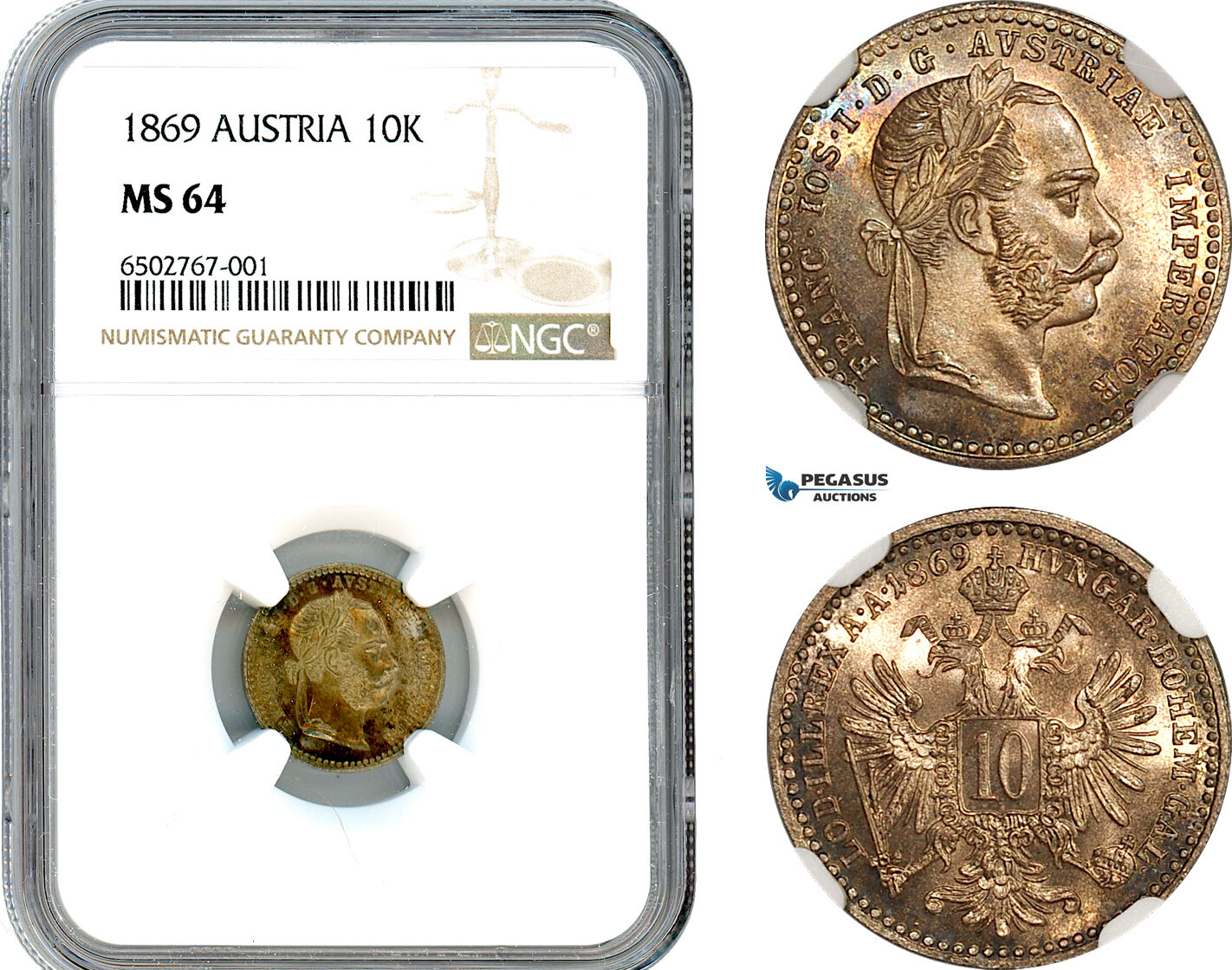 Austria 10 Kreuzer 1869 NGC MS64 | MA-Shops
