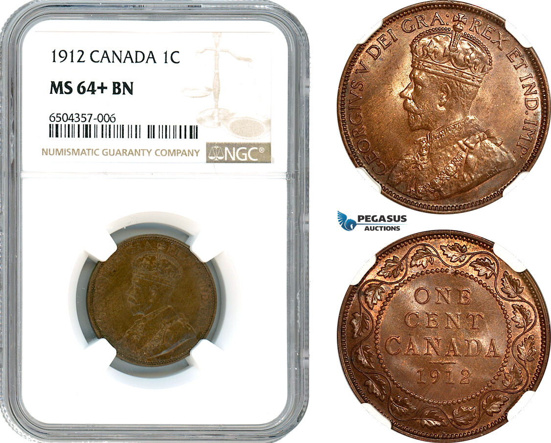 Canada 1 Cent 1912 NGC MS64+BN | MA-Shops