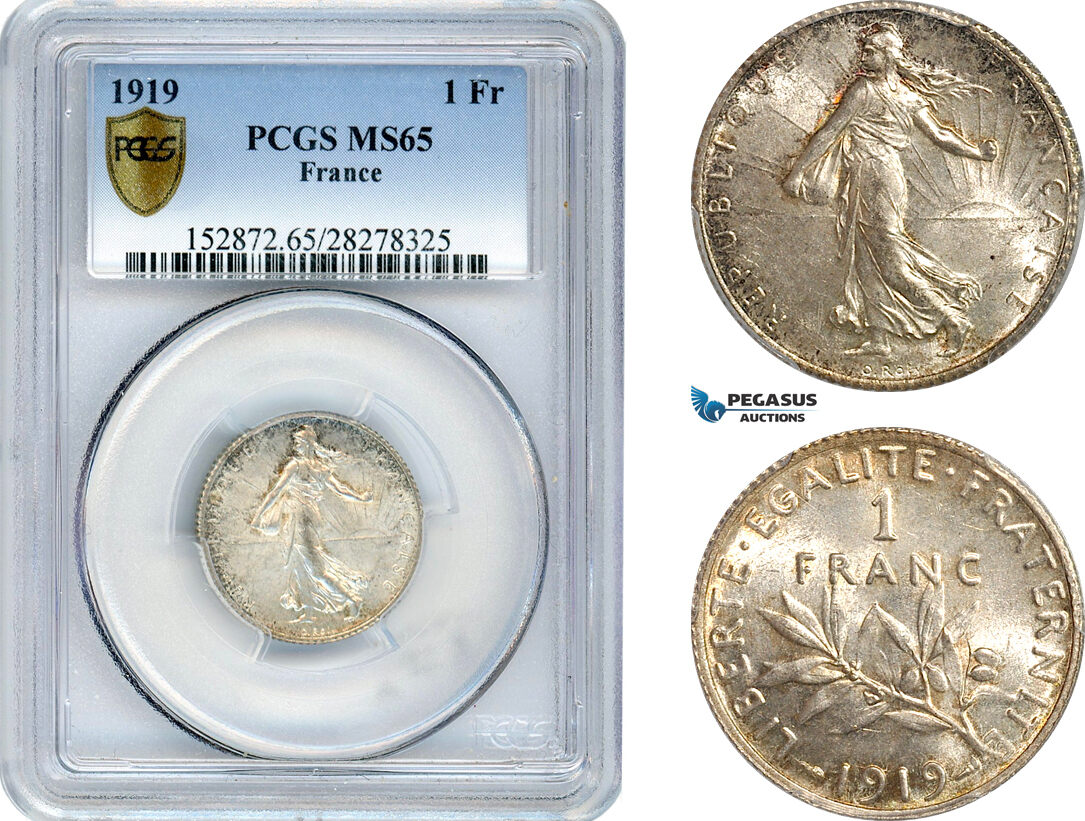 France 1 Franc 1919 PCGS MS65 | MA-Shops