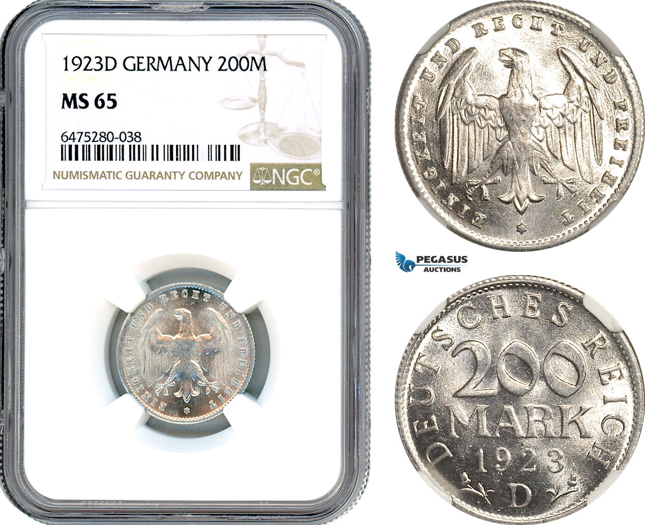 Germany, Weimar Republic 200 Mark 1923 NGC MS65 | MA-Shops