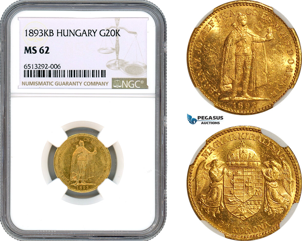 Hungary 20 Korona 1893 NGC MS62 | MA-Shops