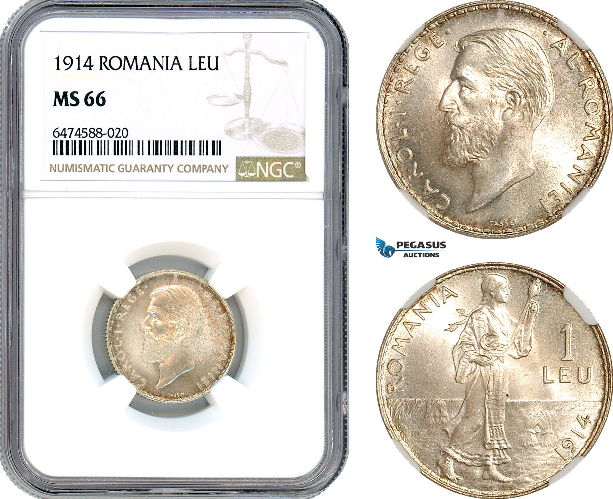Romania 1 Leu 1914 NGC MS66 | MA-Shops