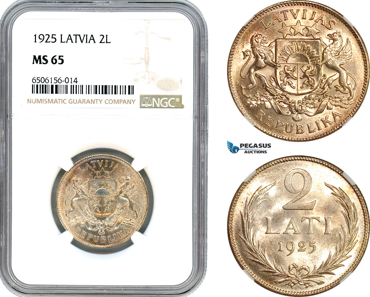 Latvia 2 Lati 1925 NGC MS65 | MA-Shops
