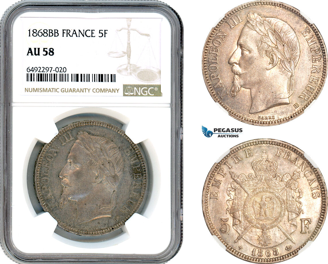 France 5 Francs 1868 NGC AU58 | MA-Shops