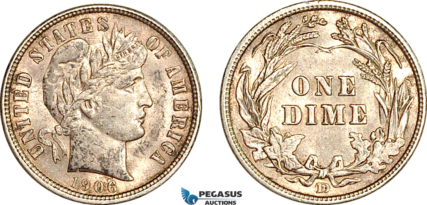 United States One Dime 1906 AU | MA-Shops