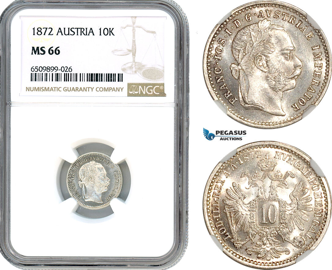 Austria 10 Kreuzer 1872 NGC MS66 | MA-Shops