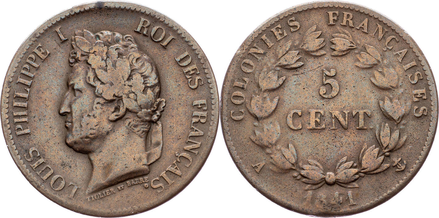 French Colonies 5 Centimes 1841 aVF | MA-Shops