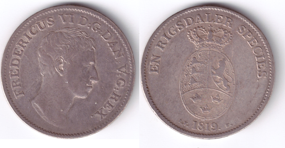 Danmark Thaler 1819 Low mintage VF-EF kl kr. | MA-Shops