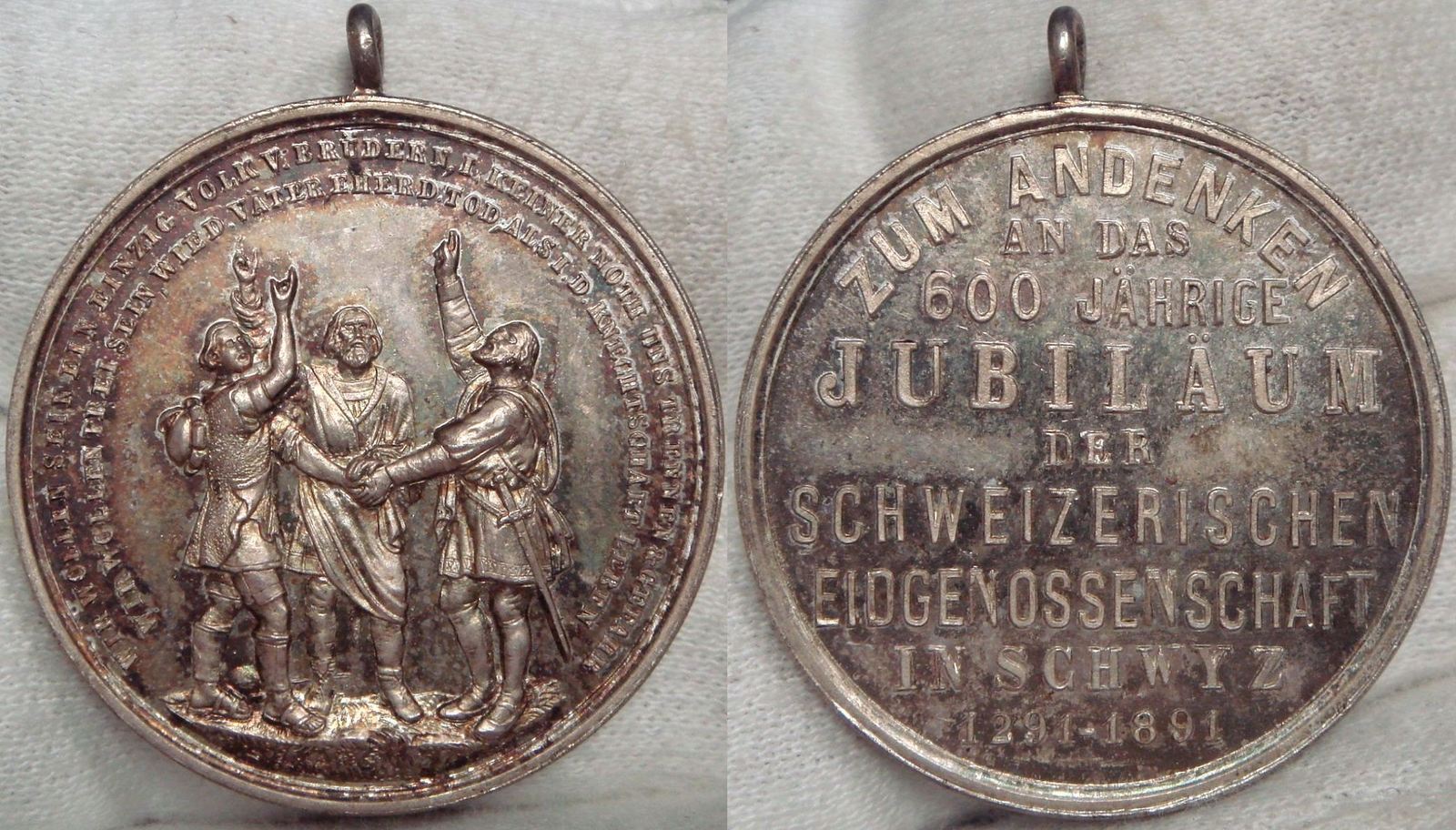 Schweiz-Eidgenossenschaft Versilberte Bronzemedaille 1891 Auf die 600 ...