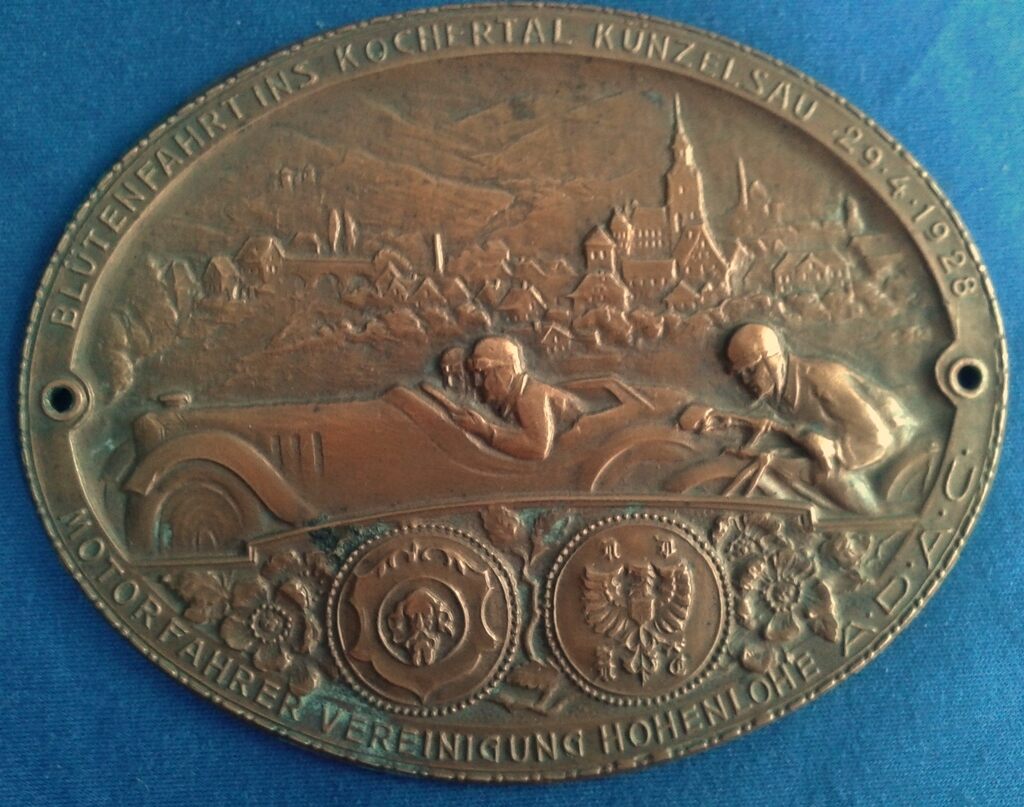 Deutschland 1928 Bronze-Plakette 'ADAC' Blütenfahrt der Motoradfahrer ...