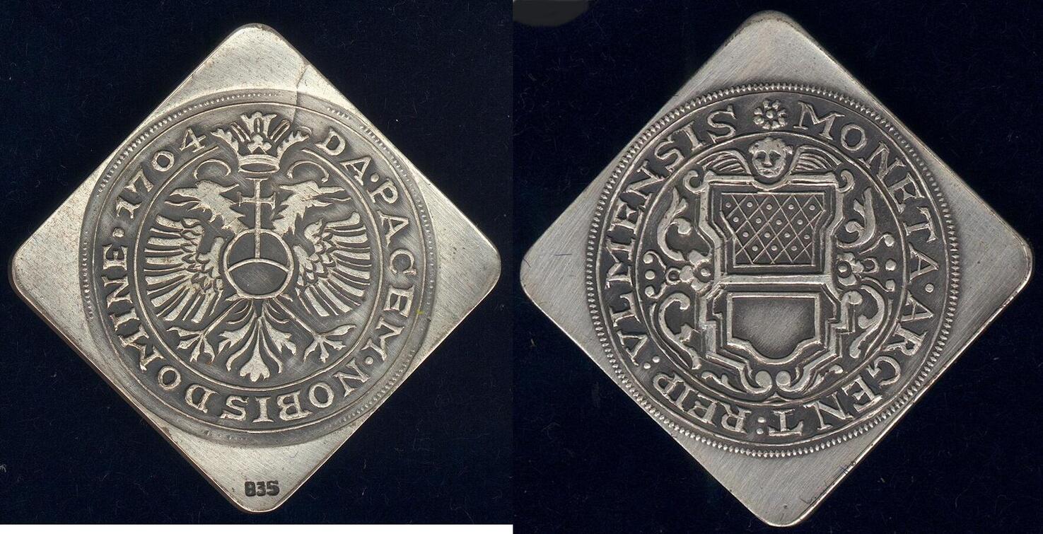 RDR - Ulm (1704) sog. 'Belagerungs-Klippe' zu 1 Gulden, Nachprägung in ...
