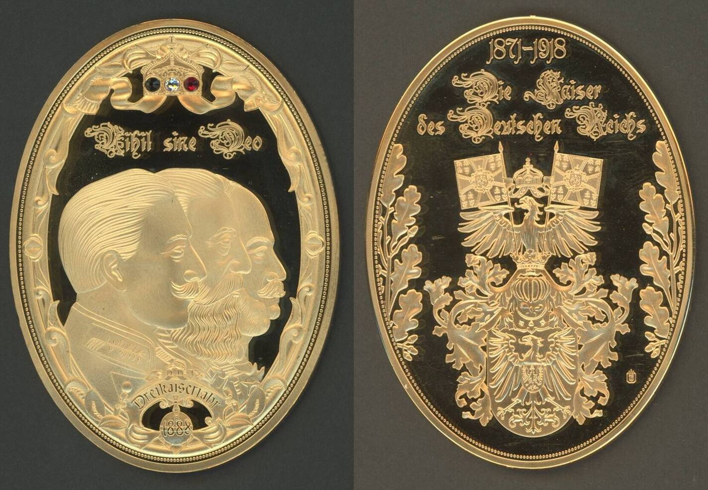 Deutschland Gigantmedaille (1888) 2015 ovale vergoldete Medaille mit ...