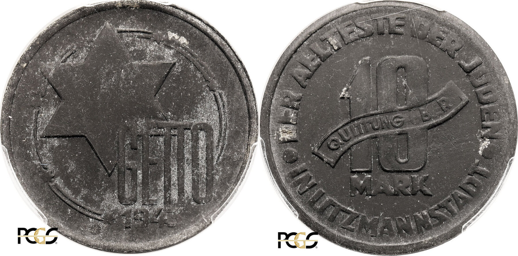 Ghetto in Lodz 10 Mark 1943 (Litzmannstadt) PCGS AU Details | MA-Shops