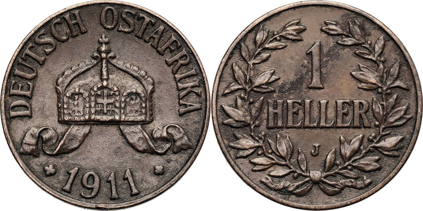 German East Africa 1 Heller 1911 J VF+ | MA-Shops