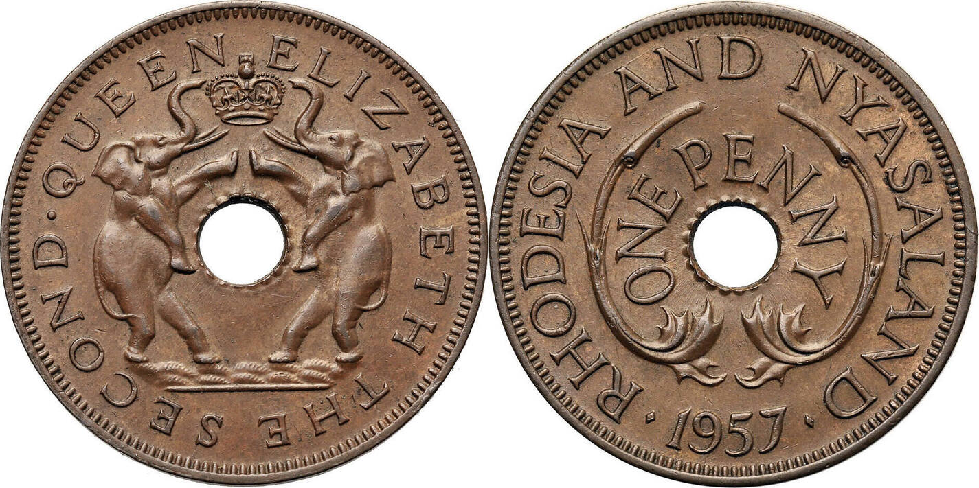 Rhodesia and Nyasaland 1 Penny 1957 XF+ | MA-Shops