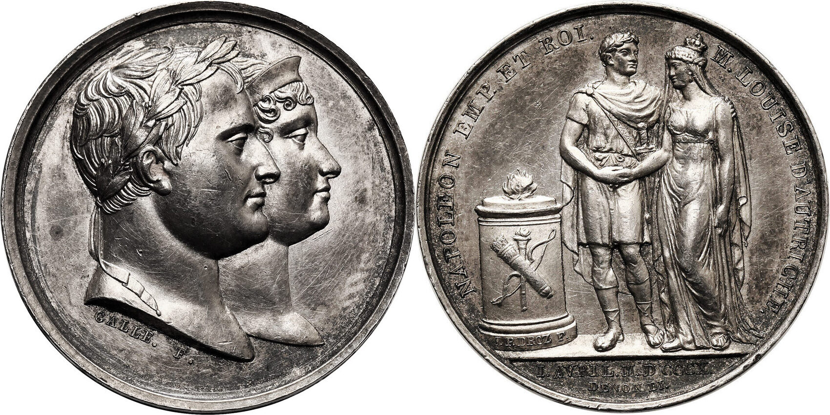 France, Napoleon I Silver medal 1810 Napoleon's wedding to Archduchess ...