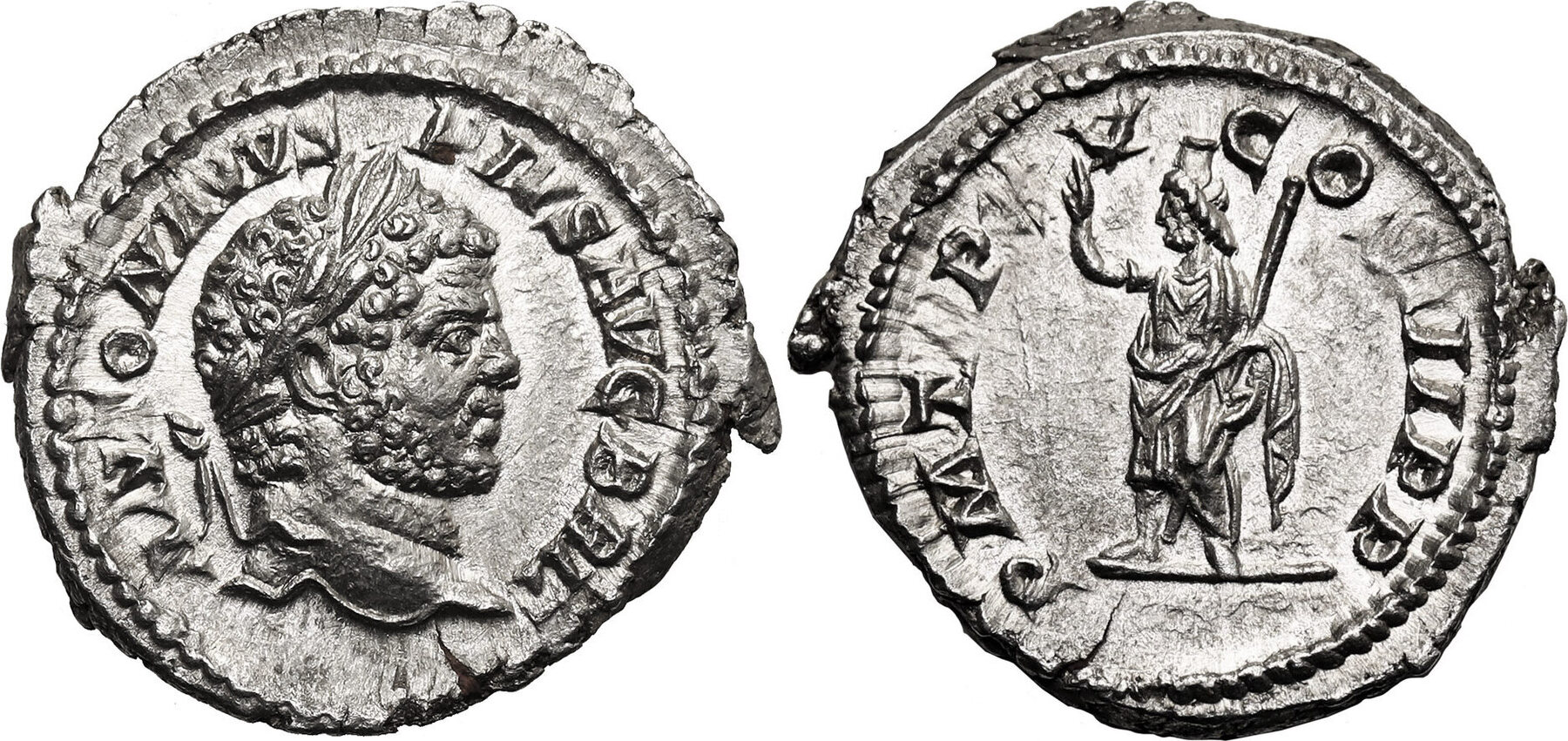 Roman Empire. Caracalla AR Denarius 122 AD aUNC | MA-Shops