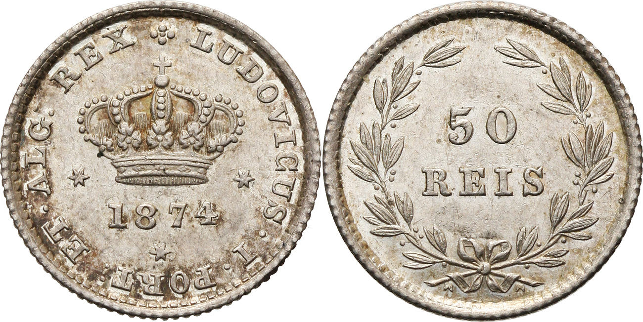 Portugal 50 Reis 1874 AU | MA-Shops