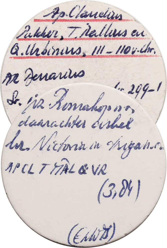 Appius Claudius Pulcher, T. Manlius Mancius, Q. Ur AR Denarius 111-110 ...