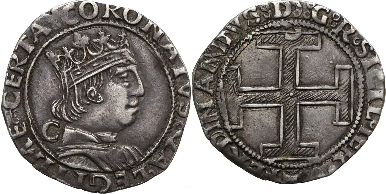 Italy. Kingdom of Napoleon Coronato No date Ferdinand I 1458-1494, VF+ ...