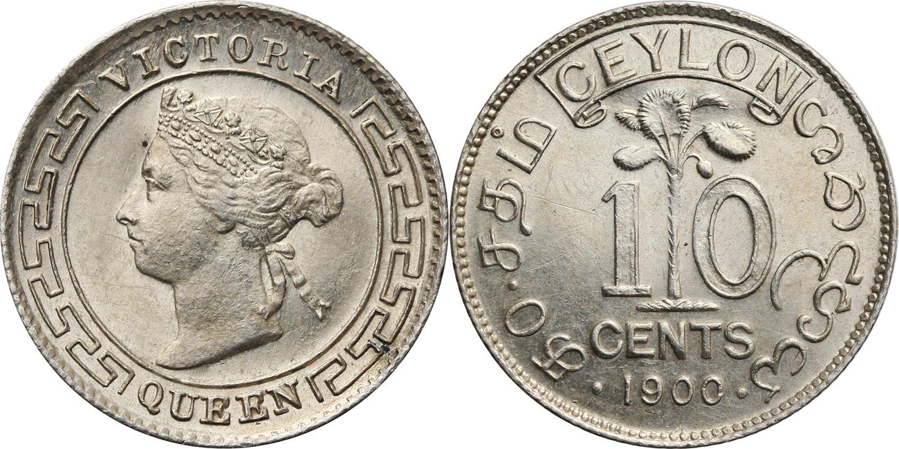 Ceylon 10 Cents 1900 EF/UNC- | MA-Shops