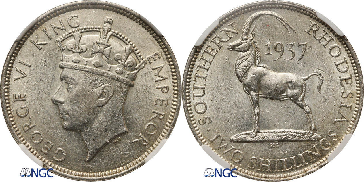 Southern Rhodesia 2 Shillings 1937 George VI NGC MS 61 | MA-Shops
