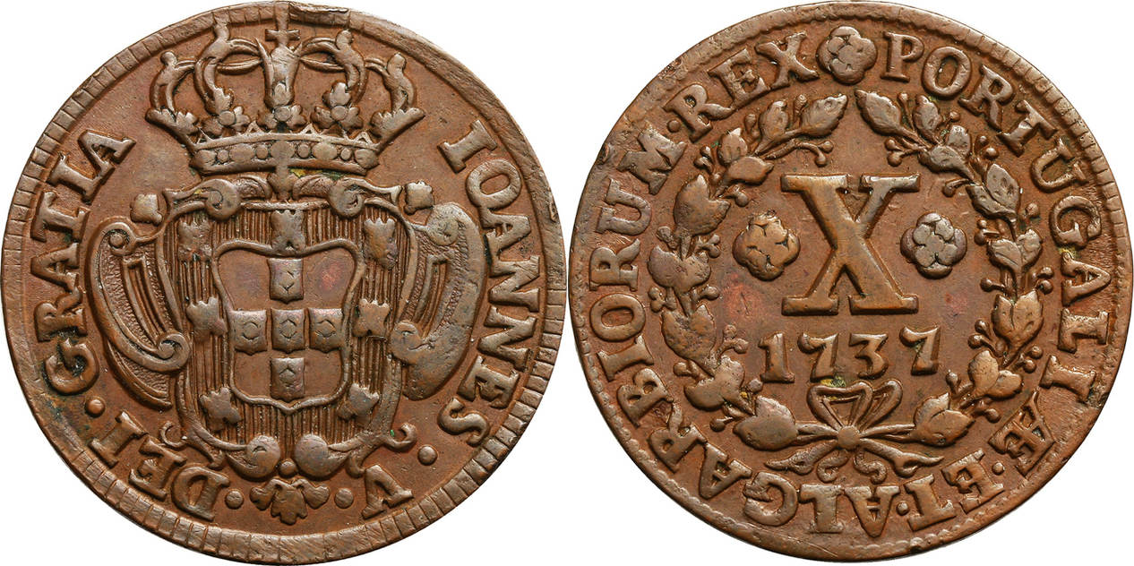 Portugal 10 Reis 1737 XF | MA-Shops