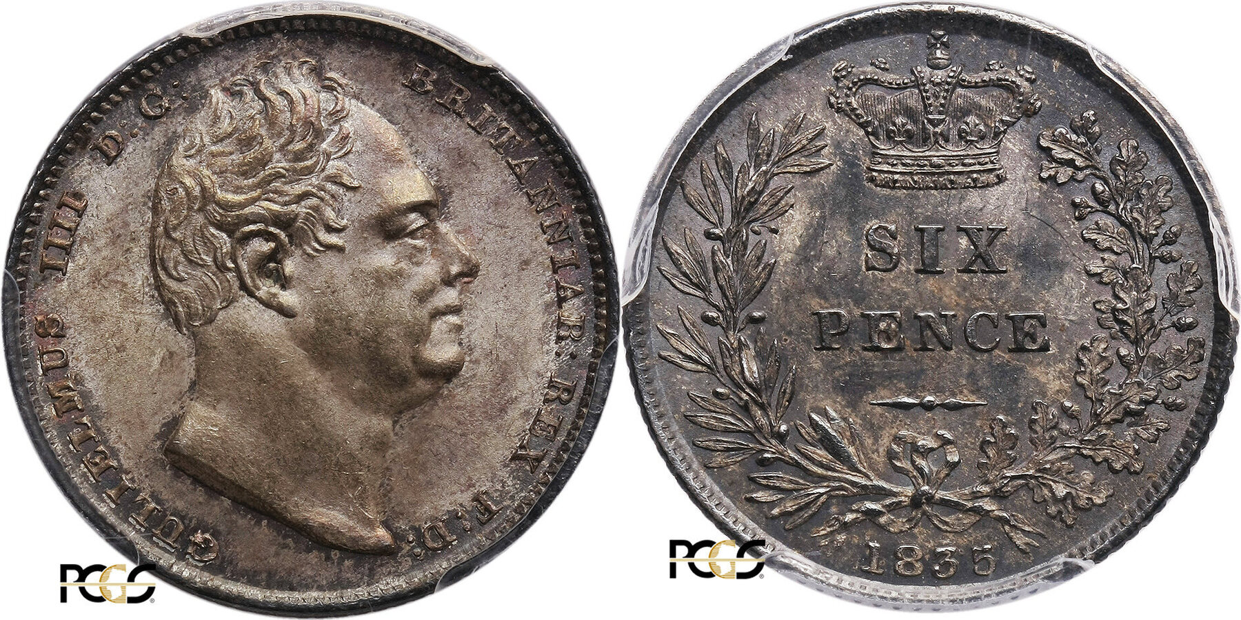 Great Britain Six / 6 Pence (6D) 1835 William IV 1830-1837 PCGS MS 64 ...