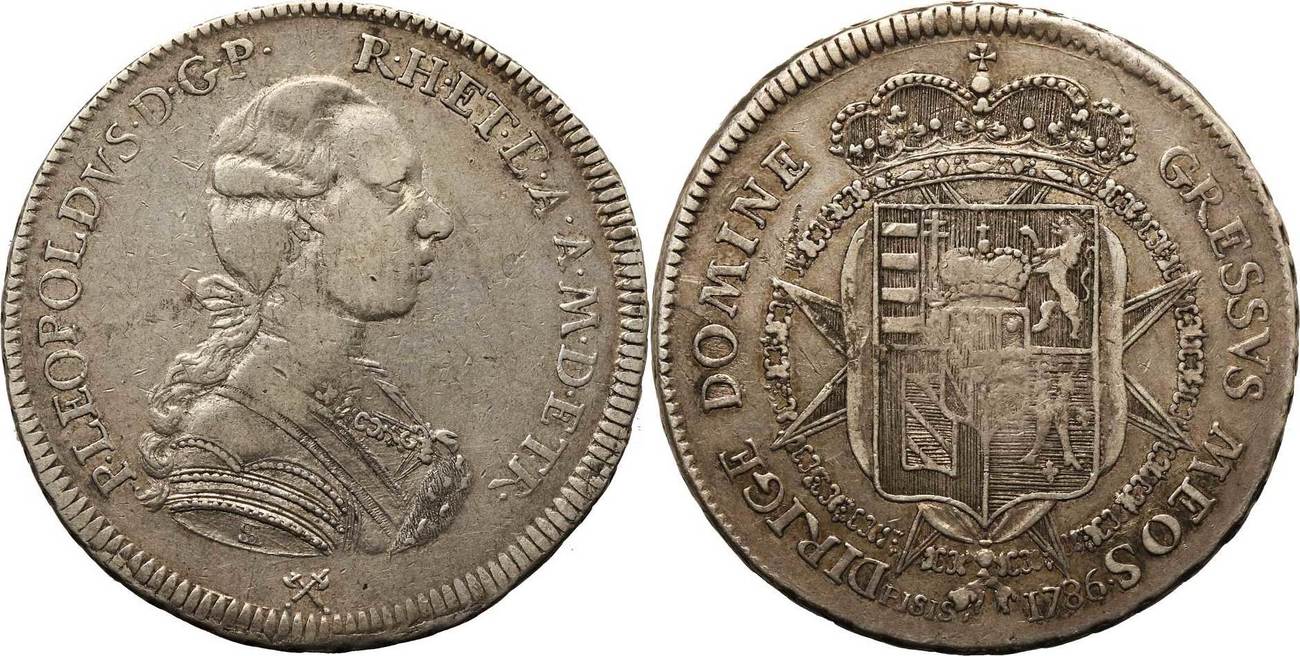 Italy - Tuscany Francescone (10 Paoli) 1786 Pietro Leopoldo F/VF | MA-Shops