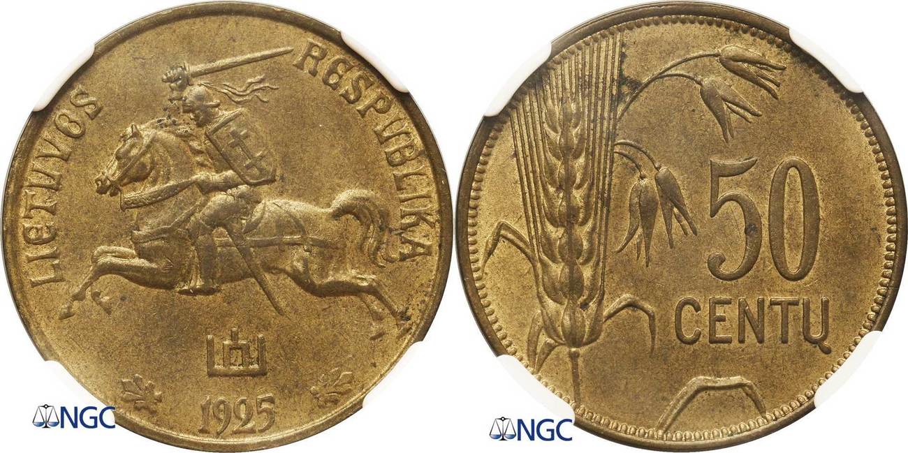 Lithuania 50 Centu 1925 NGC MS 64 | MA-Shops