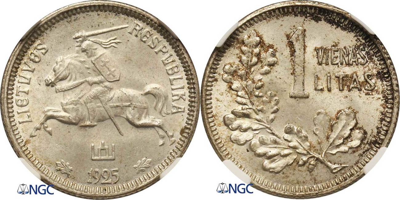 Lithuania 1 Litas 1925 Mare Variety, Rare Top Condition NGC MS 66 | MA ...