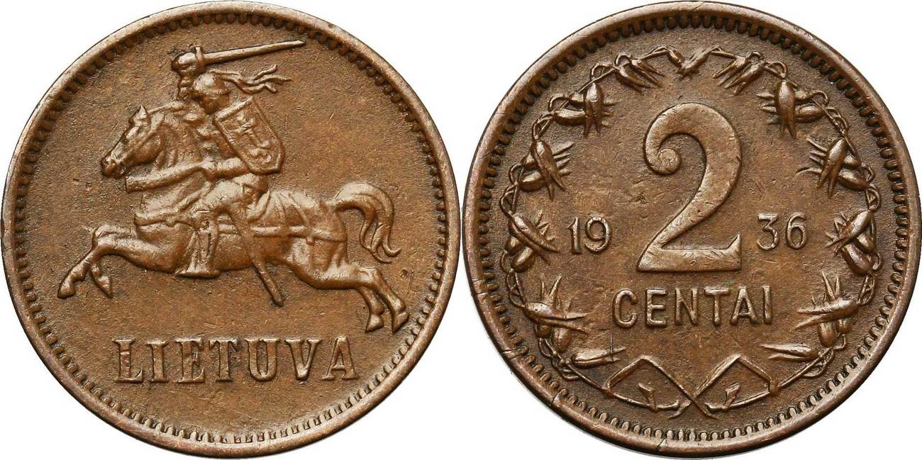 Lithuania 2 Centai 1936 XF/VF+ | MA-Shops