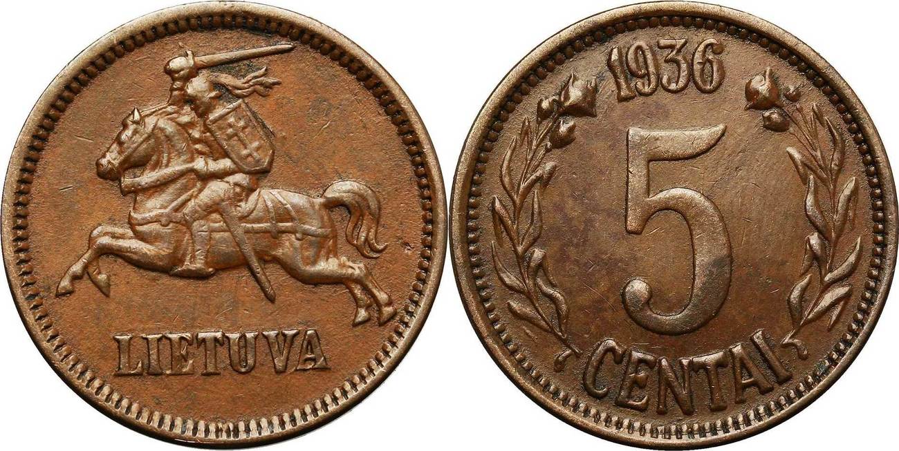 Lithuania 5 Centai 1936 XF/VF+ | MA-Shops