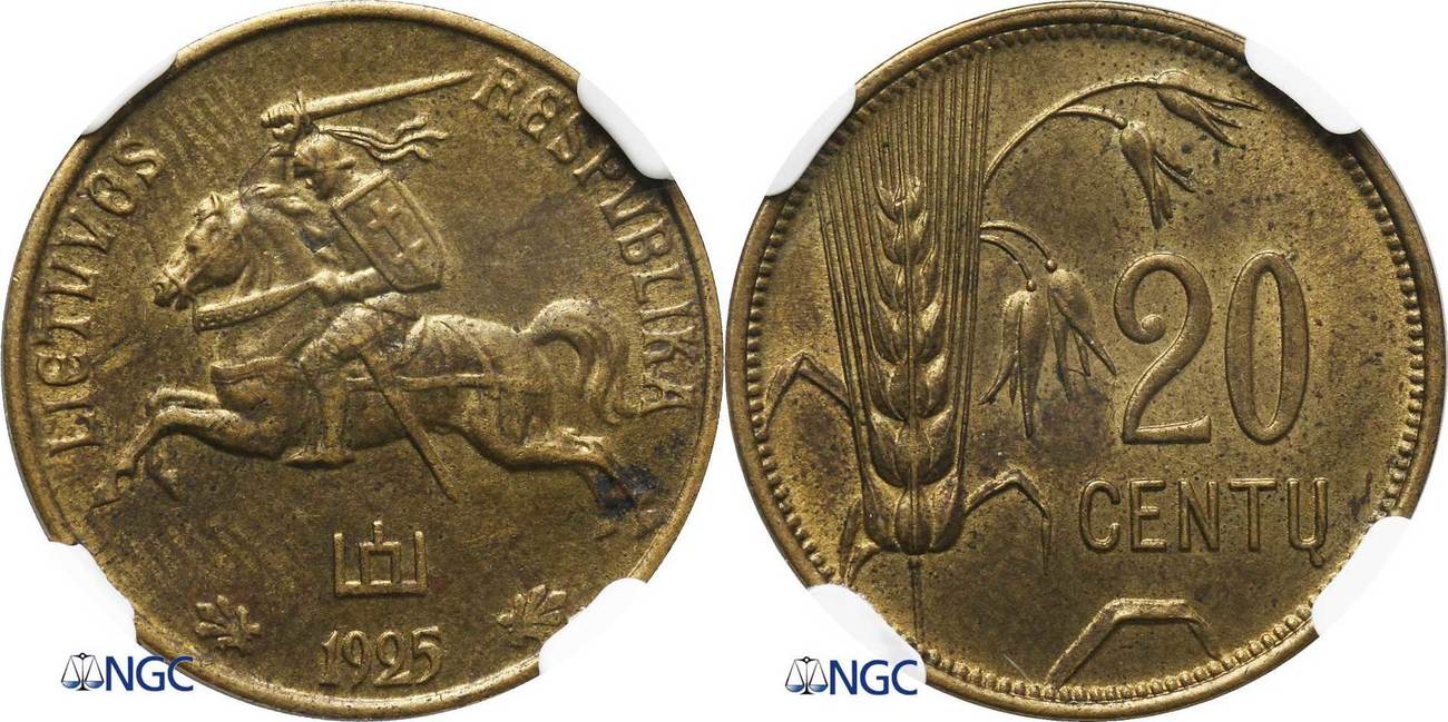 Lithuania 20 Centu 1925 NGC MS 63 | MA-Shops