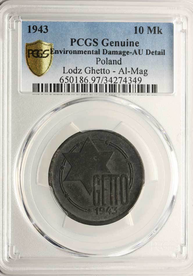 Ghetto in Lodz 10 Mark 1943 PCGS AU Details | MA-Shops