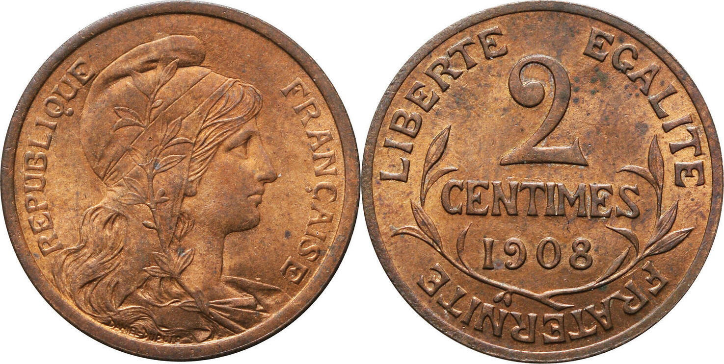 France 2 Centimes 1908 BU | MA-Shops