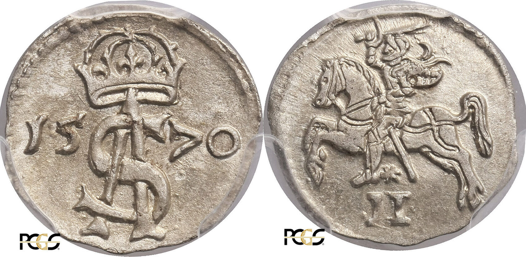 Poland / Lithuania Dwudenar (2 Denars) 1570 Zygmunt II August 1545-1572 ...