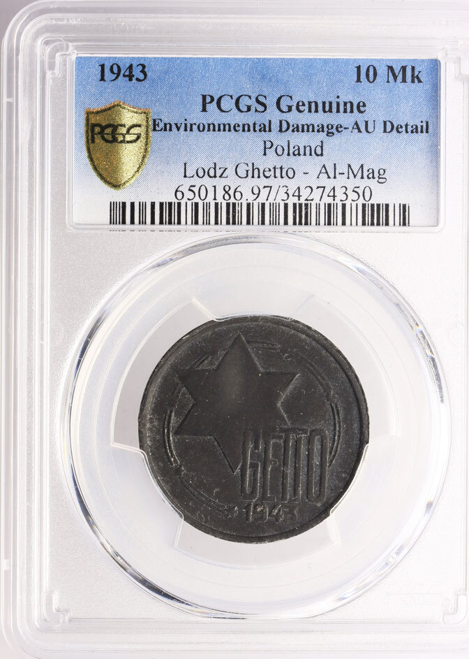 Ghetto in Lodz 10 Mark 1943 PCGS AU Details | MA-Shops