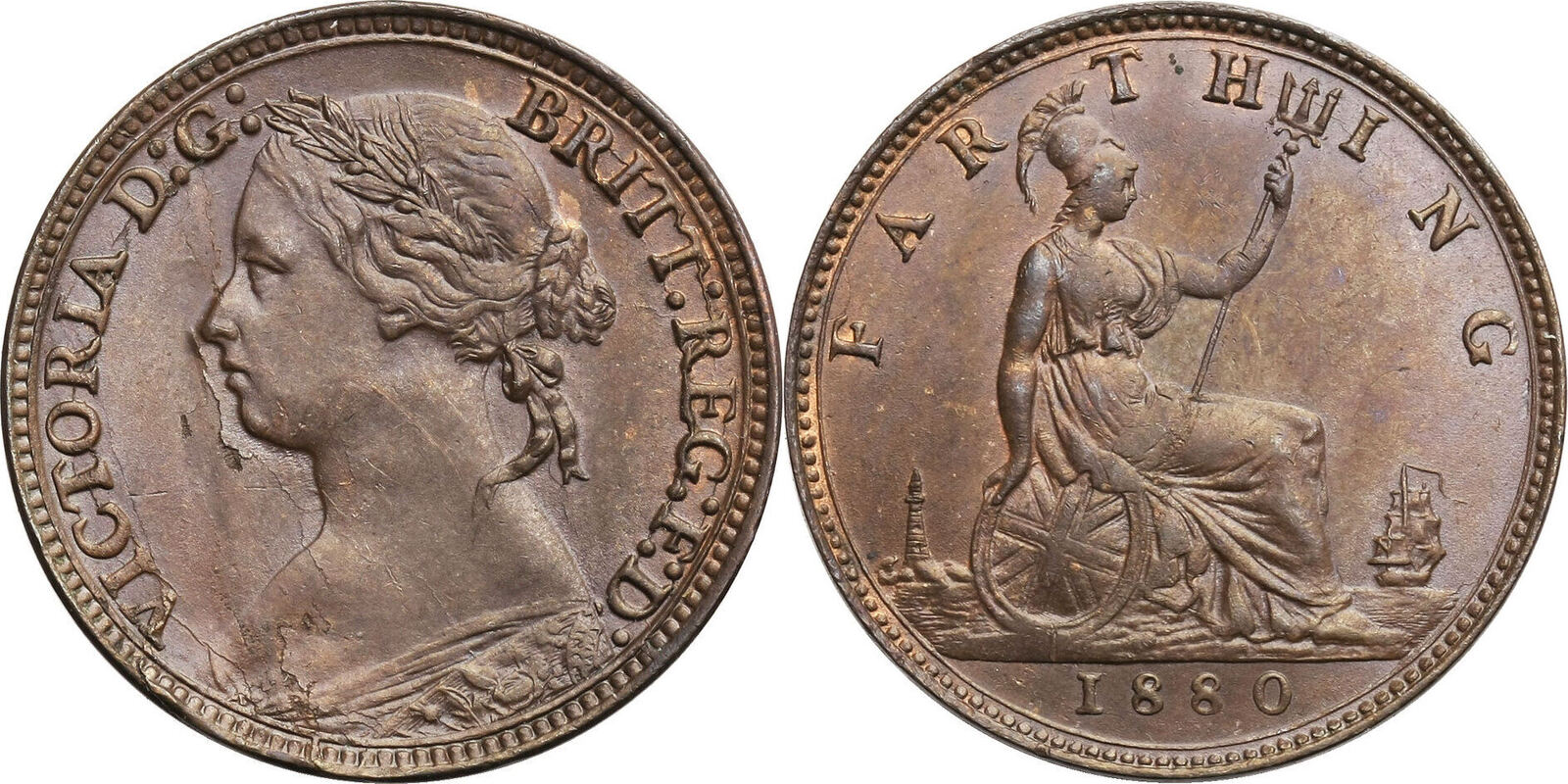 Great Britain Farthing 1880 Victoria 1837-1901 aUNC | MA-Shops