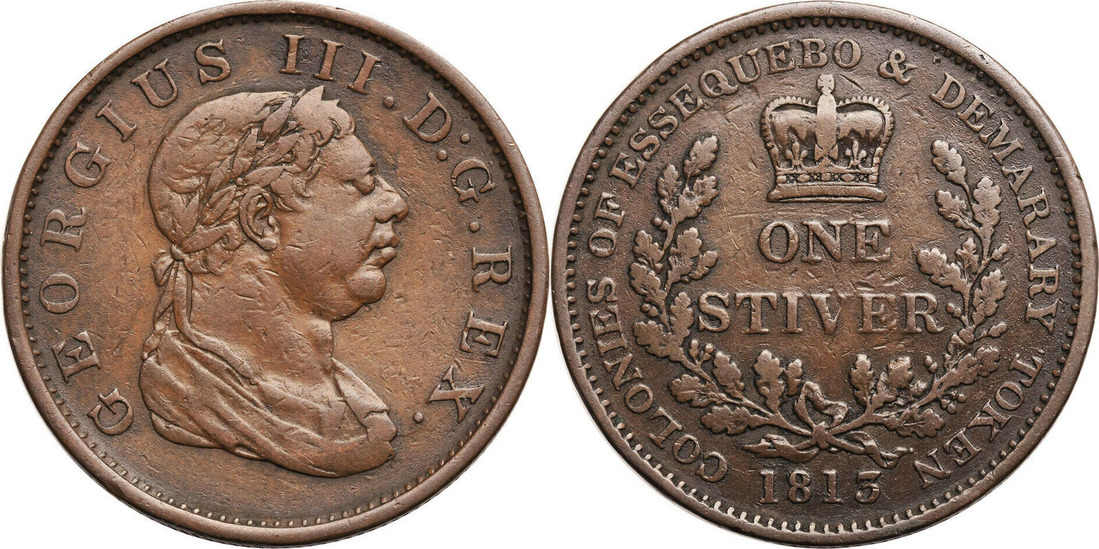 Essequibo & Demerary Stiver 1813 George III VF | MA-Shops