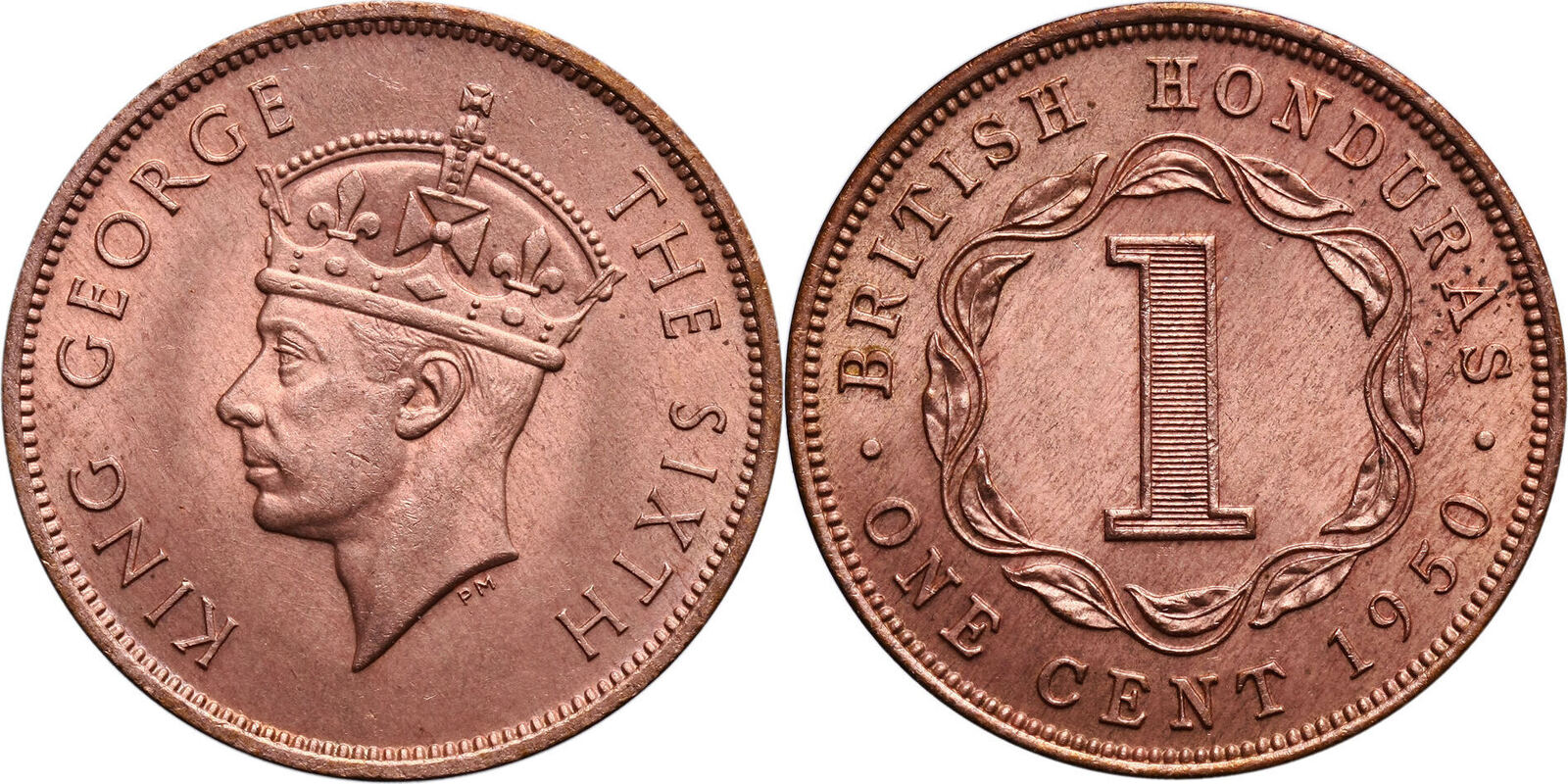 British Honduras 1 Cent 1950 George VI UNC MA Shops British Honduras 1 Cent 1950 George VI UNC MA Shops